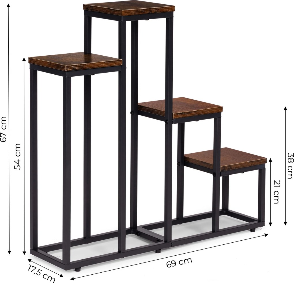 Stojan na květiny EVELIN 67x69 cm hnědý/černý