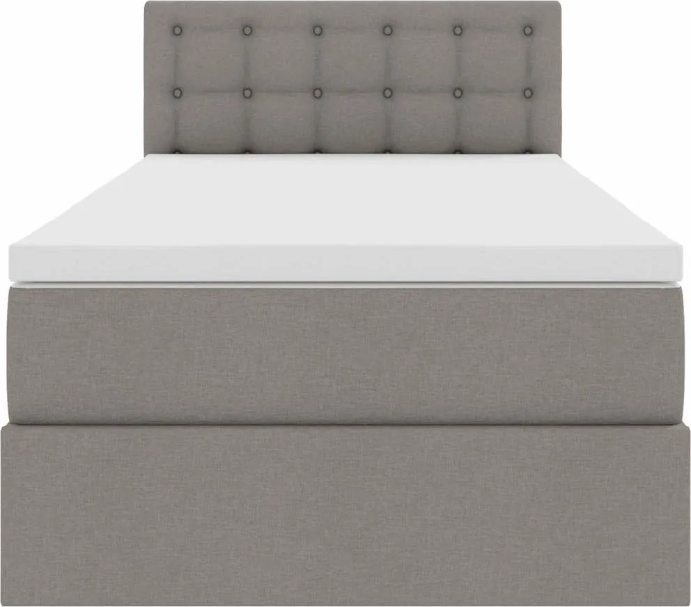 Postel s úložným prostorem a matrací Taupe 90 x 190 cm Samet 3370605