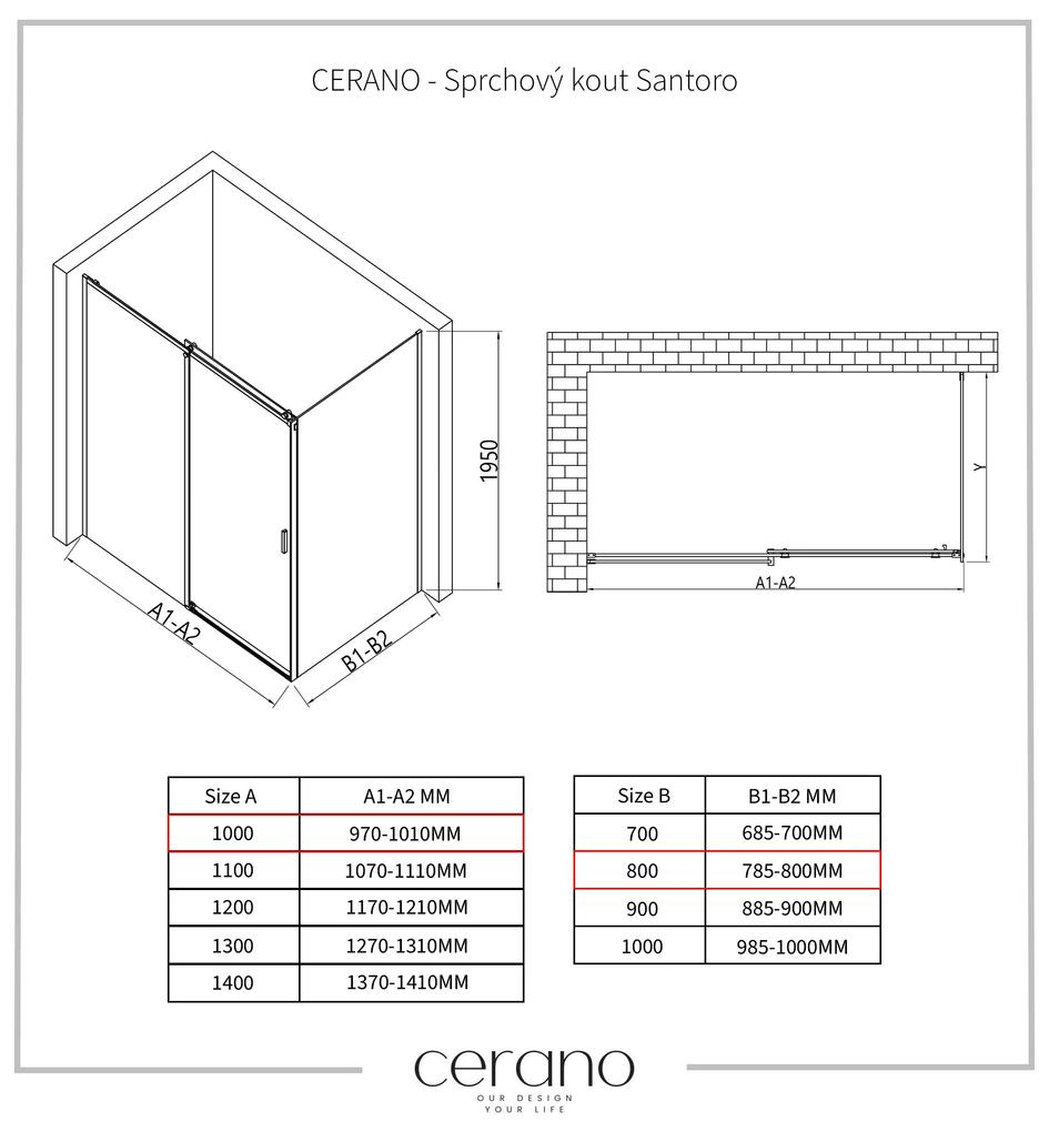 CERANO - Sprchový kout Santoro L/P - chrom, transparentní sklo - 100x80 cm - posuvný