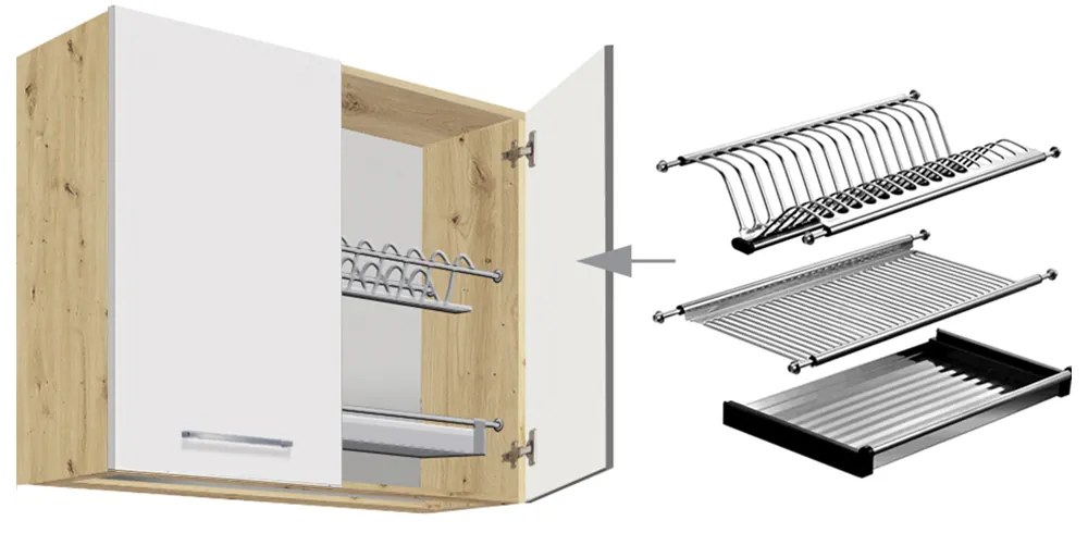 CREATIVA wh | horní skříňka CRE-53G s odkapávačem | 80 cm | VÝBĚR KORPUSU | bílá lesk