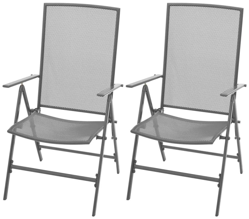 42716 vidaXL Stohovatelné zahradní židle 2 ks ocelové šedé