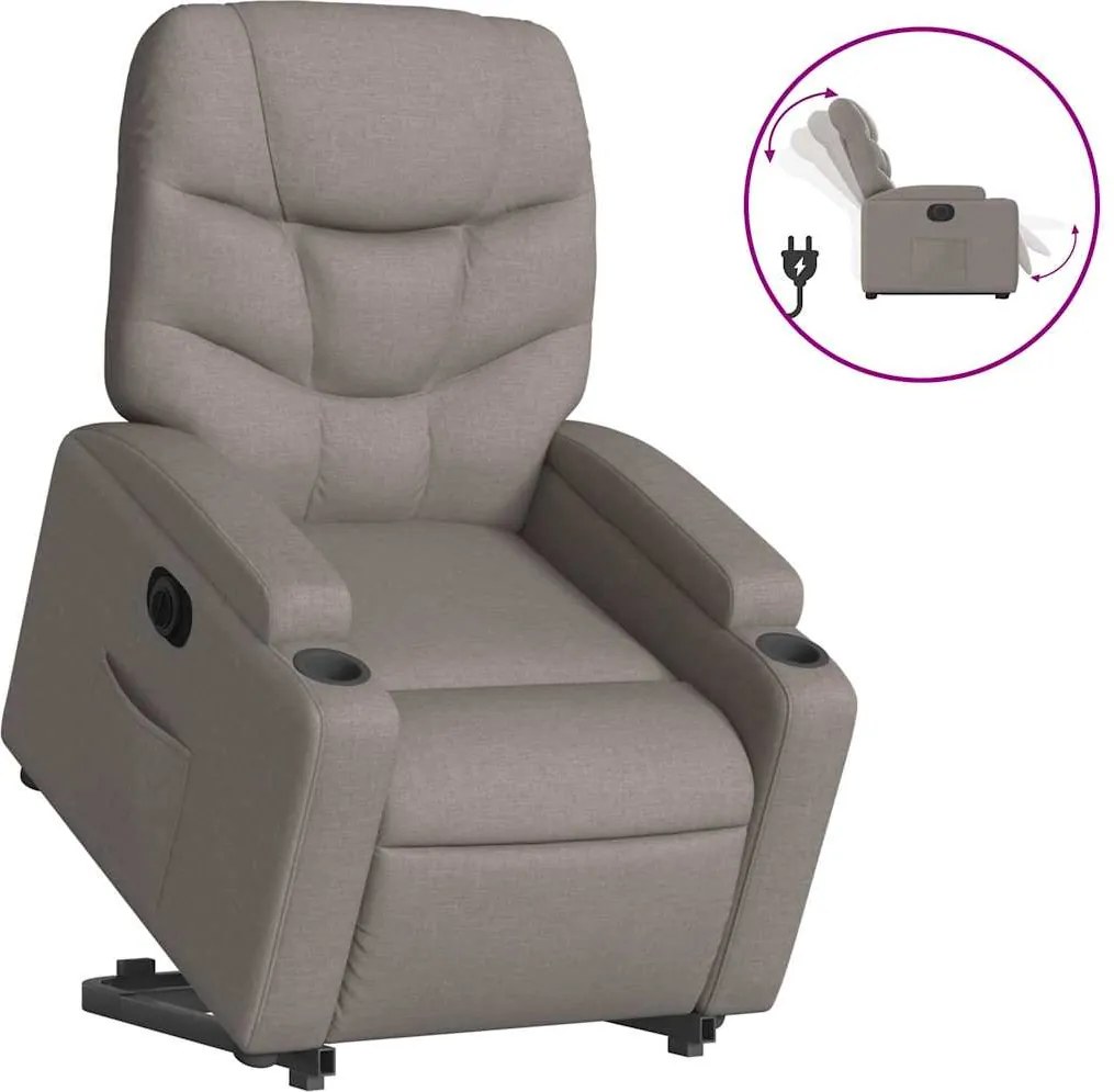 Elektrické zvedací polohovací křeslo taupe textil 3204628