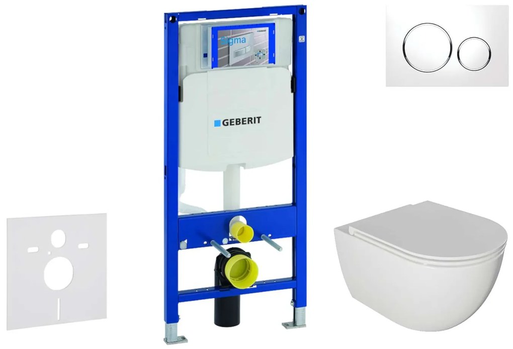 Geberit Duofix - Set předstěnové instalace, klozetu Oudee a sedátka softclose, tlačítko Sigma20, bílá/chrom SANI11CA3114