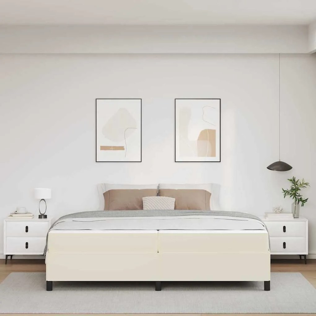 Rám postele s matrací Krémová 200 x 200 cm textil 3399021