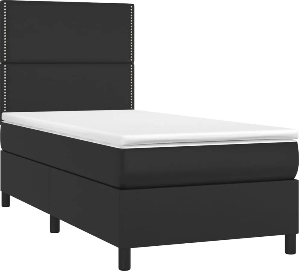 Box spring postel s matrací černá 90x200 cm umělá kůže 3142761