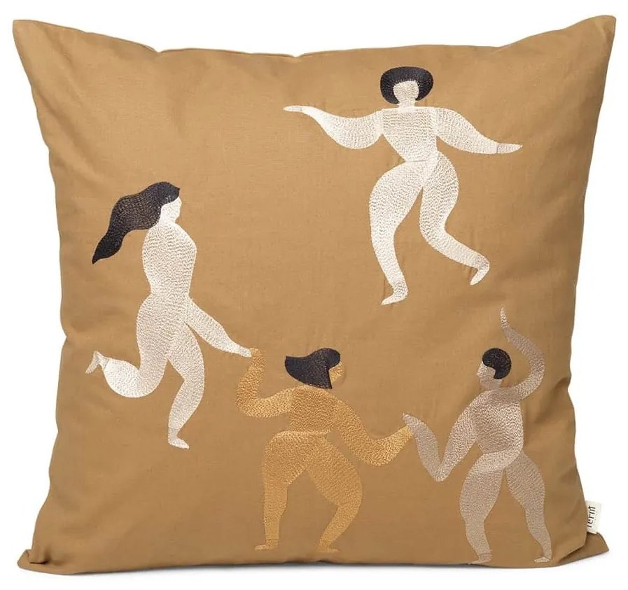 ferm LIVING Bavlněný polštář Free Cushion Sugar Kelp 50x50 cm, hnědá barva, textil