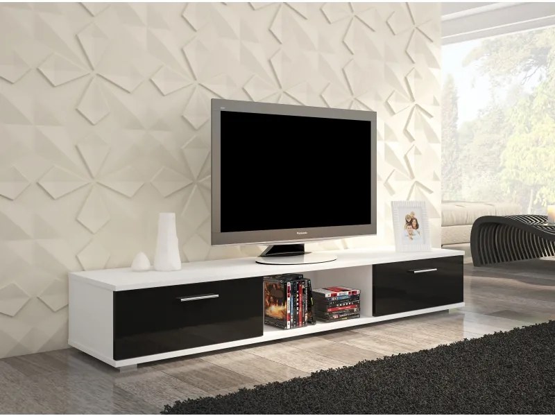 Nábytek Elegance TV stolek SELA bílý/černý lesk