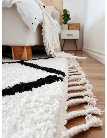 koberec BERBER CROSS, bílá střapce, Maroko, Shaggy velikost 70x250 cm | krásné koberce cz