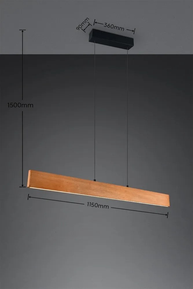 LED závěsné svítidlo v přírodní barvě s dřevěným stínidlem Edgewood – Trio