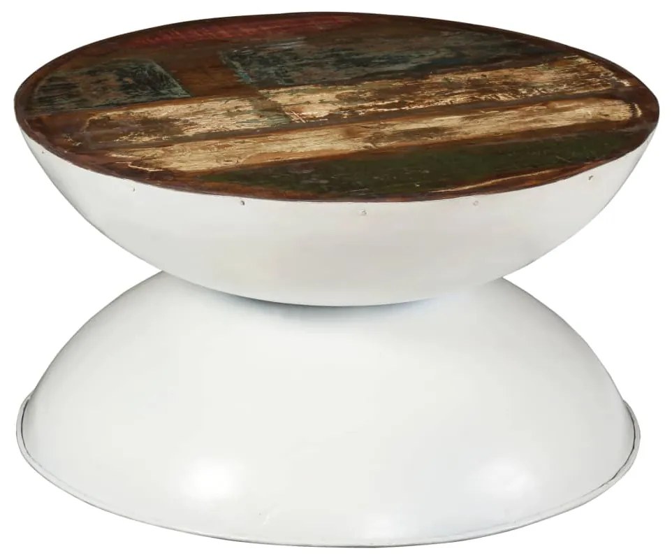 244899 vidaXL Konferenční stolek masivní recyklované dřevo bílý 60x60x33 cm