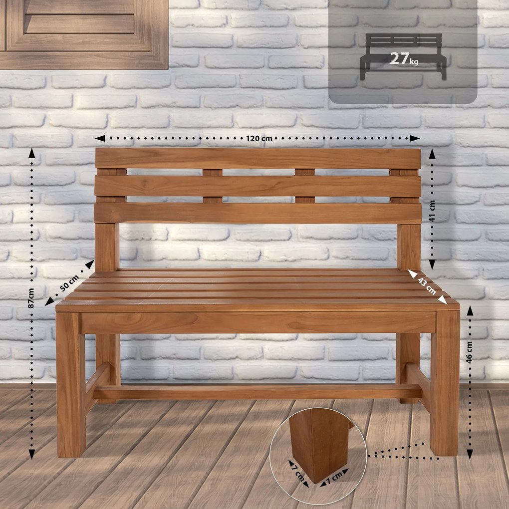 Dřevěná lavice Augusta dřevo - teak 120 cm