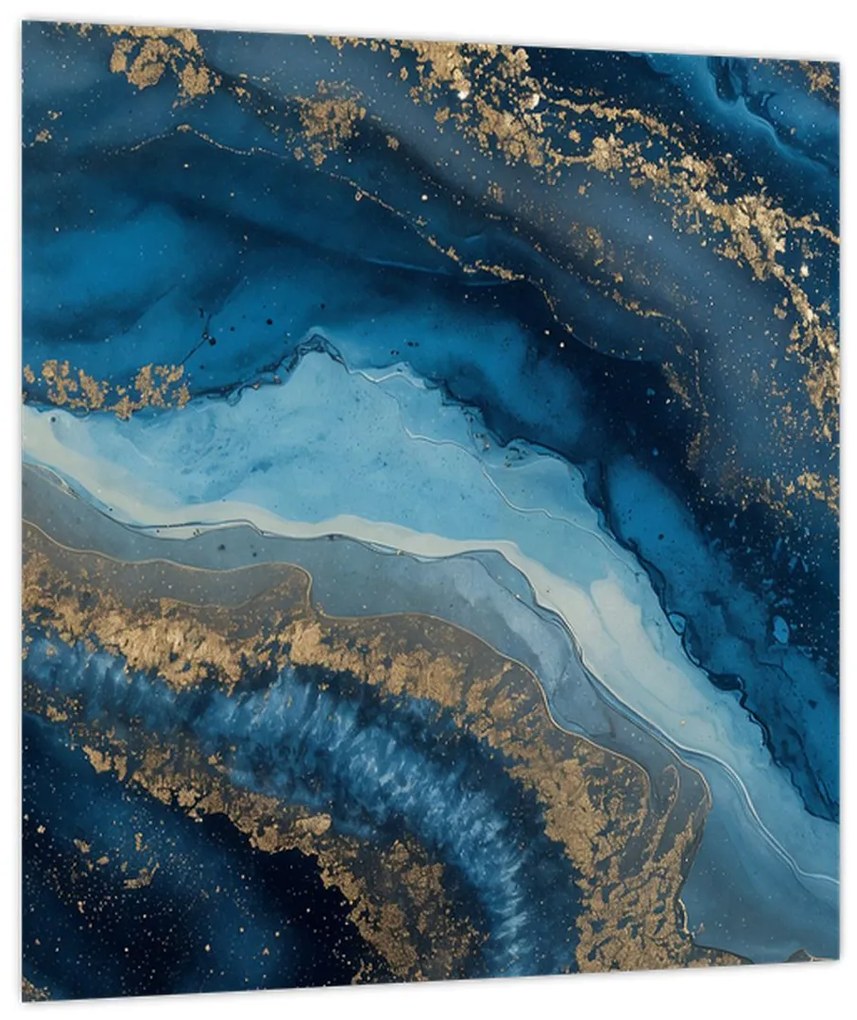 Obraz - Modrá mramorová abstrakce (30x30 cm)