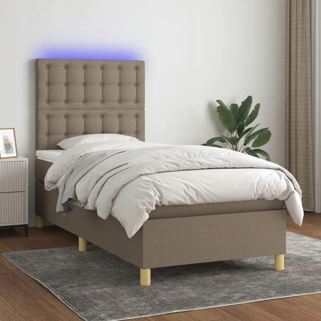 Fionshop 264253717 Box spring postel s matrací a Led taupe 80 x 200 cm te
