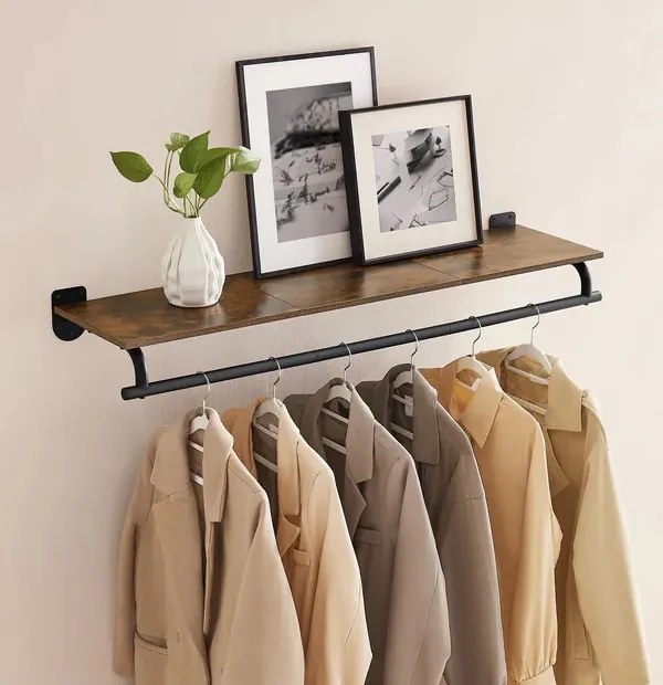 Nástěnný předsíňový věšák Vasagle Nomy 109 cm černý/hnědý