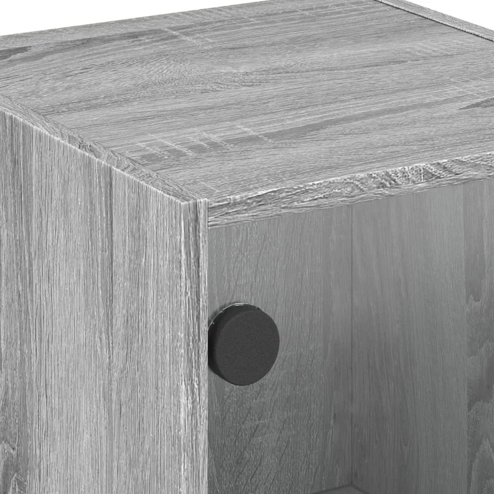 vidaXL Noční stolek se skleněnými dvířky 35 x 37 x 42 cm [836353] Barva: šedá sonoma