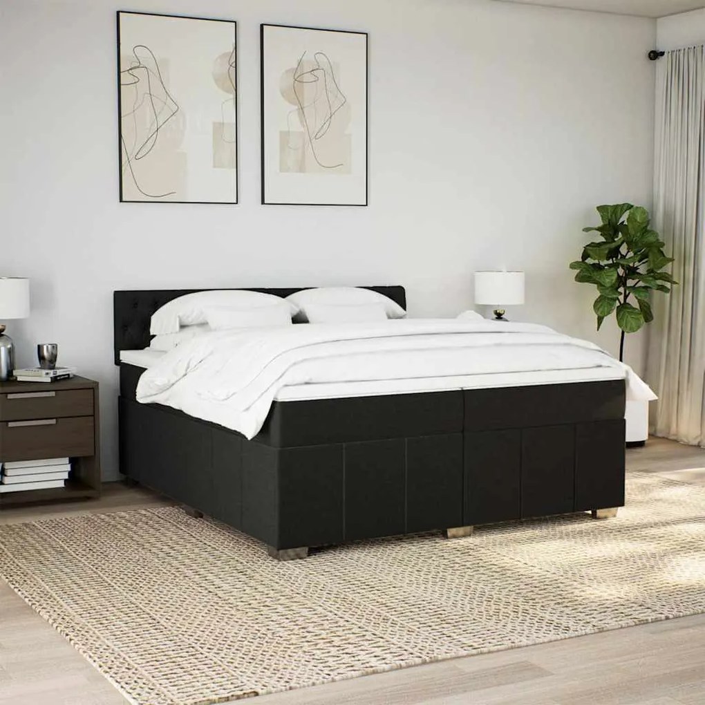 Box spring postel s matrací černá 200x200 cm textil 3287184