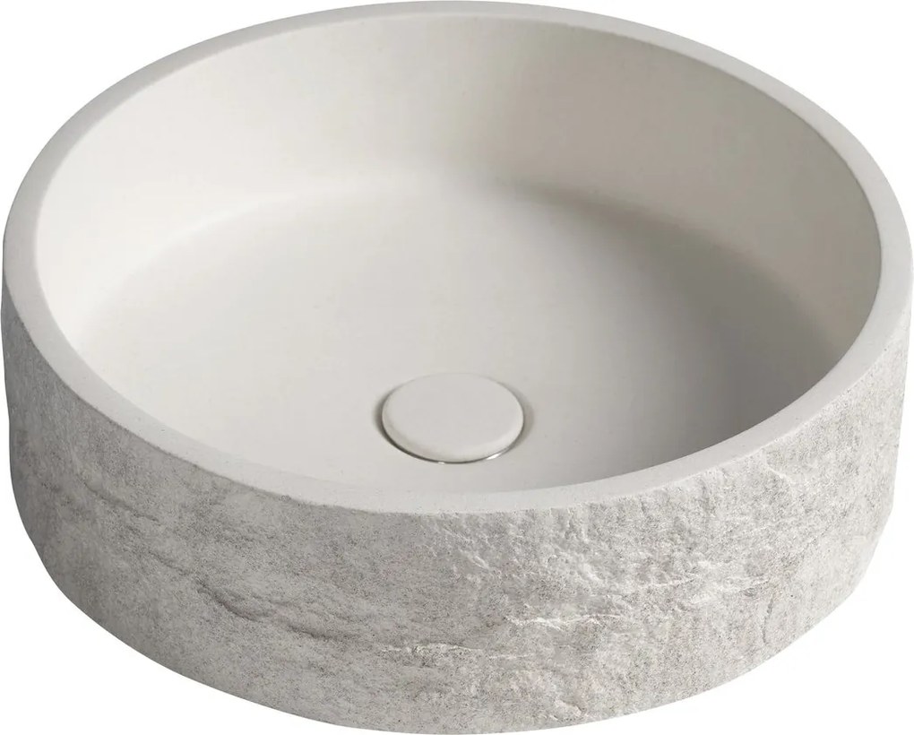 Sapho Sapho, ISPIR betonové umyvadlo včetně odtoku, 40cm, bílý pískovec, AR474