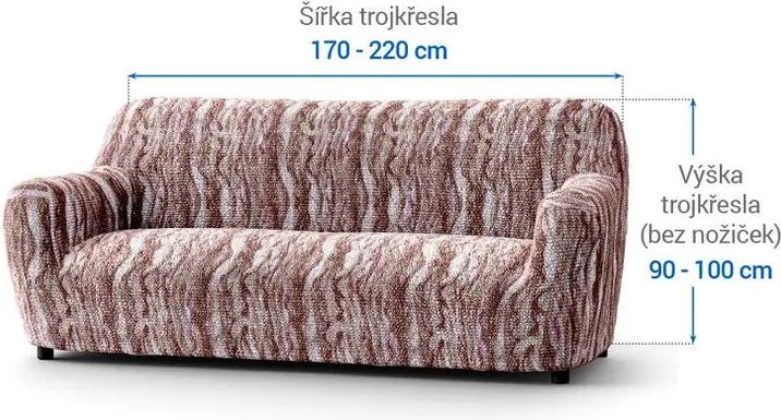 Bielastické potahy OCEANO NOVÉ hnědo-vínové trojkřeslo (š. 170 - 220 cm)
