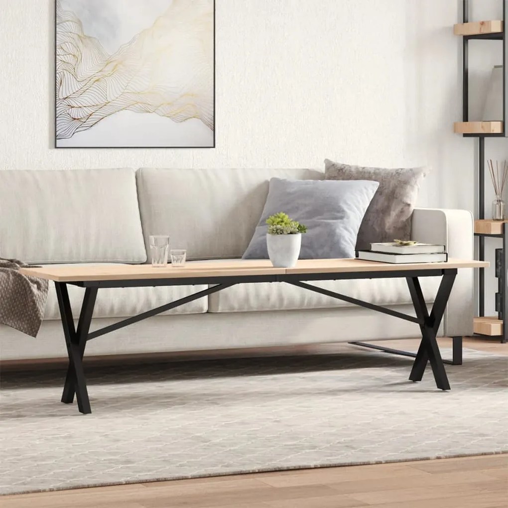 Konferenční stolek s X rámem 160x40x45 cm borové dřevo a ocel 3282690