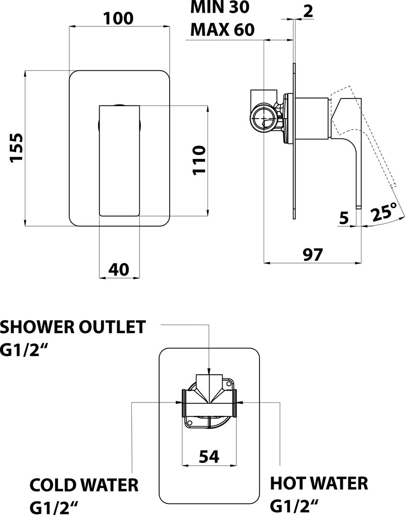 Sapho FORATA podomítková sprchová baterie 1 výstup chrom FT041