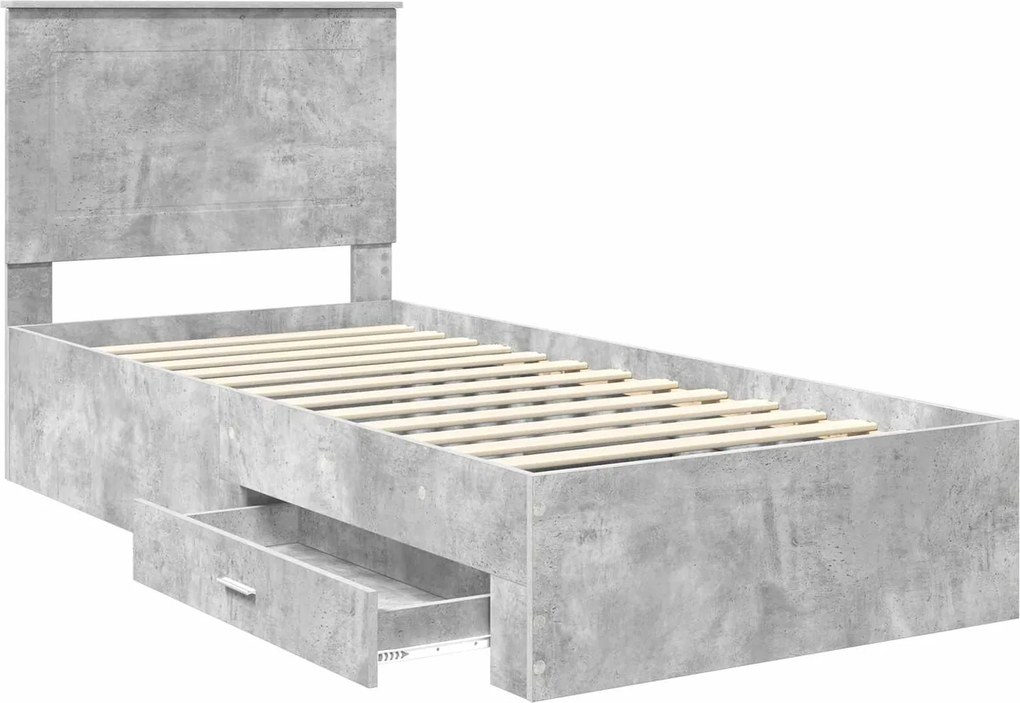 Rám postele s čelo Betonově šedá 90 x 200 cm Kompozitní dřevo 3409706