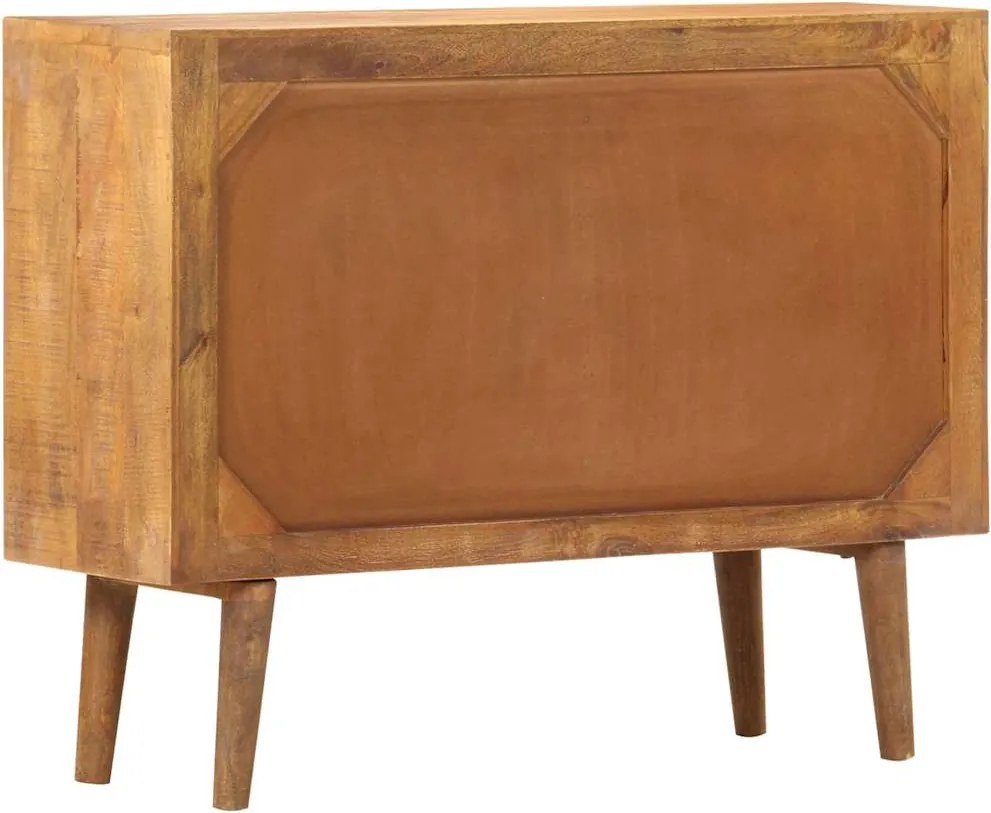 Příborník s potiskem 90 x 30 x 70 cm masivní mangovníkové dřevo 247916