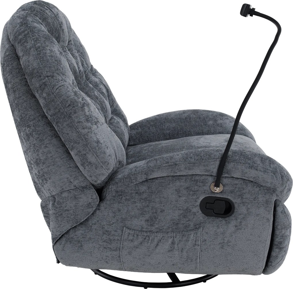 Luxusní otočné křeslo, houpací, šedá, DELMOR