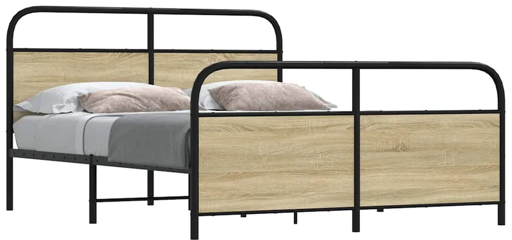 Kovový rám postele bez matrace dub sonoma 150 x 200 cm 3318650