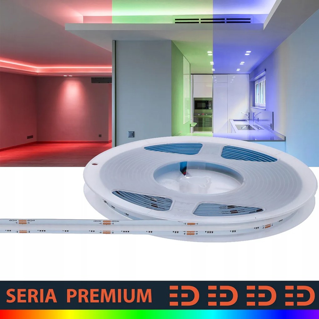Led pásek Premium 24V Cob 840led/m 14.5W/m Rgb