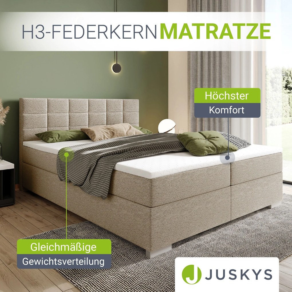 Juskys Postel boxspring Seattle s látkovým potahem Malmo Barva: béžová