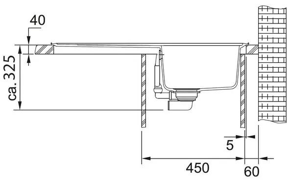 Franke Basis BFG 611-86 Granitový dřez s odkapem oboustranné provedení, 86x50cm, onyx, 114.0494.913