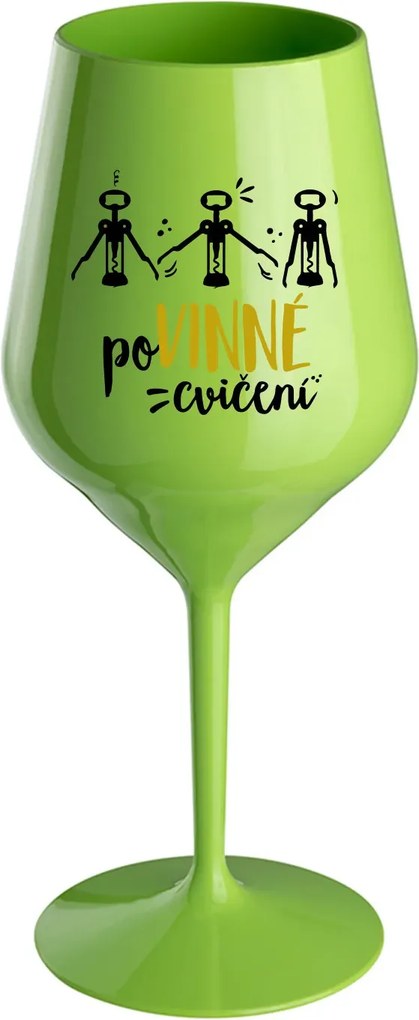 POVINNÉ CVIČENÍ - zelená nerozbitná sklenice na víno 470 ml