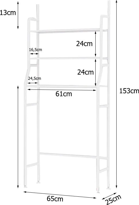 Verk Group Stojící police nad pračkou stojan na prádlo koupelnová skříňka 3 police
