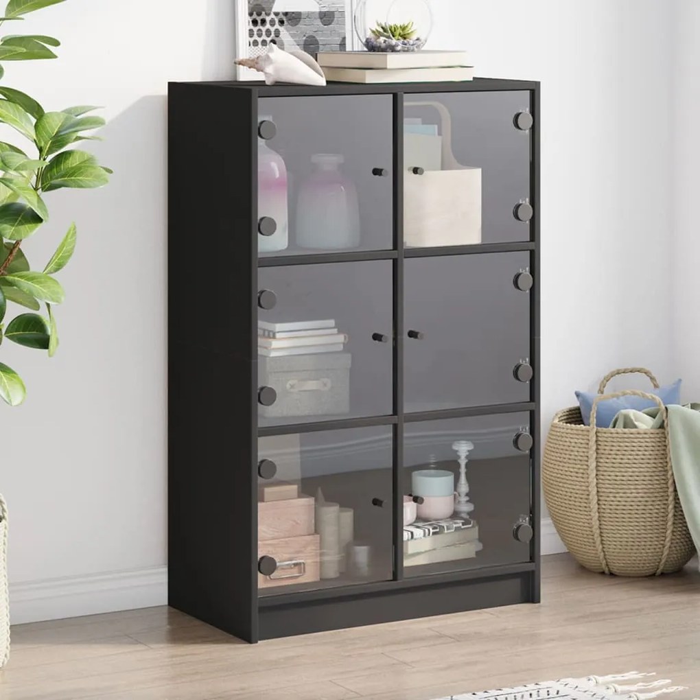 Highboard s dvířky černý 68 x 37 x 109 cm kompozitní dřevo 3295851