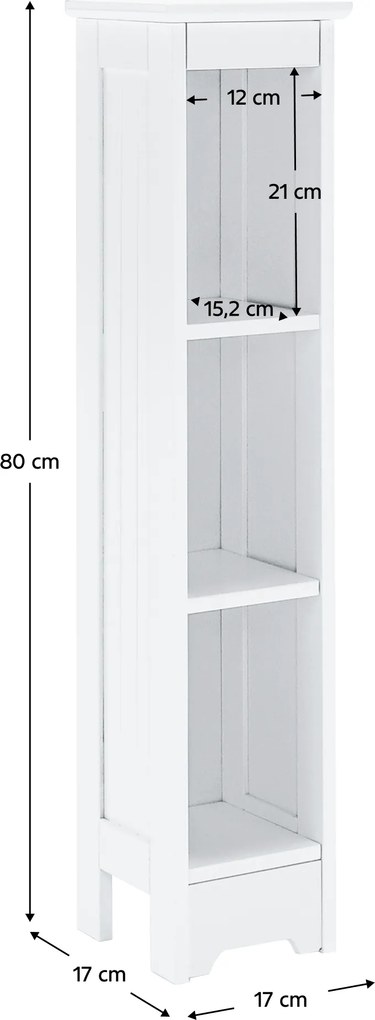 Úzký regál, barva bílá, ATENE TYP 6