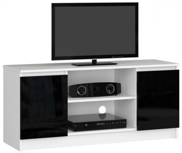 Stolek pod TV RTV 120 2D 1P černý, lesk