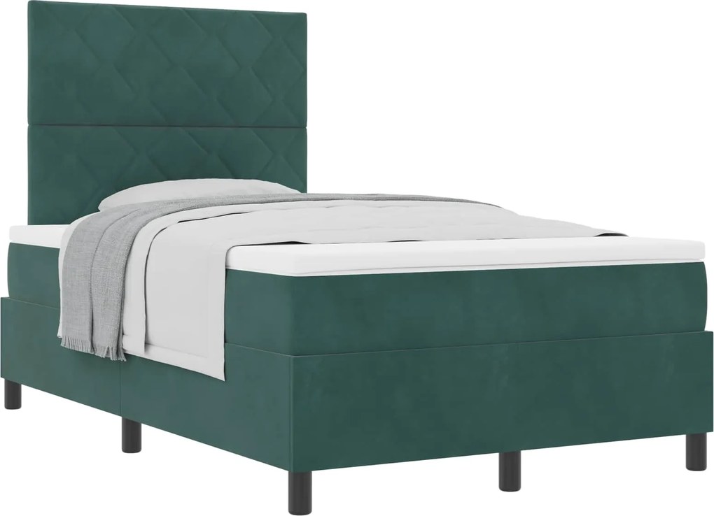 Postel s boxspringem s čelo Tmavě zelená 120 x 200 cm samet 3339893