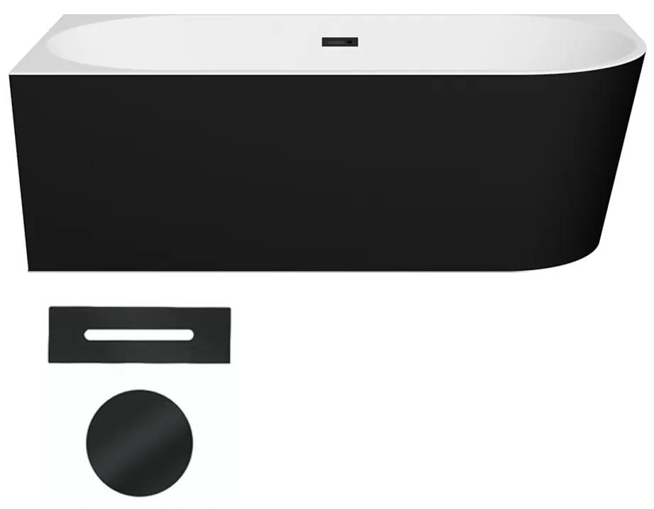 Besco Akrylátová volně stojící rohová vana Zoya BW Matt 150x75 (170x80) bílá/čená Rozměry (cm): 170x80, Typ a barva výpustě: Click-Clack s přepadem, černá, Orientace: Levá