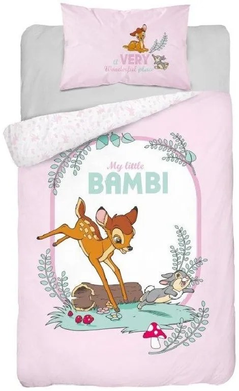 DETEXPOL Povlečení do postýlky Little Bambi pink Bavlna, 100/135, 40/60 cm