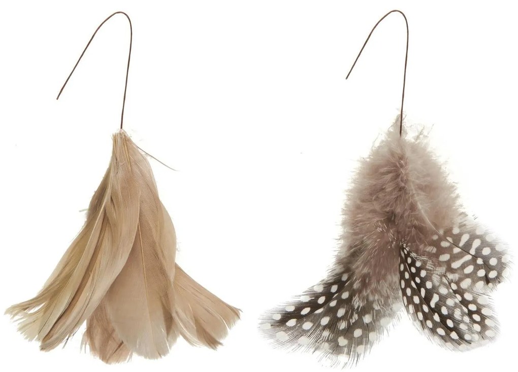 Závěsné peří na drátku FEATHER DECOR hnědé - více barev