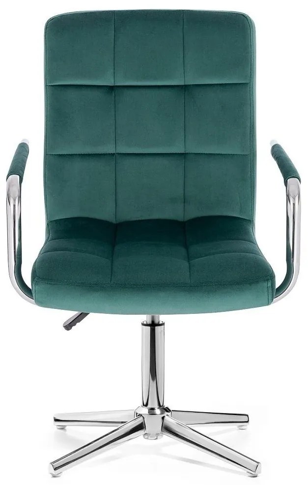 LuxuryForm DESIGN Otočná židle VERONA VELUR na stříbrném kříži - zelená