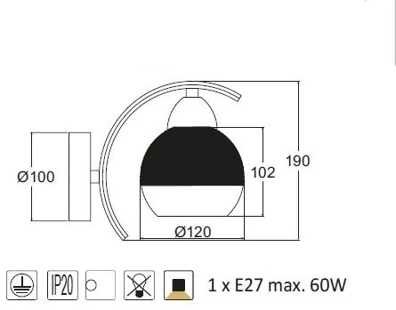 ACA DECOR Nástěnné svítidlo ALIEN max. 60W/E27/230V/IP20, barva chromu