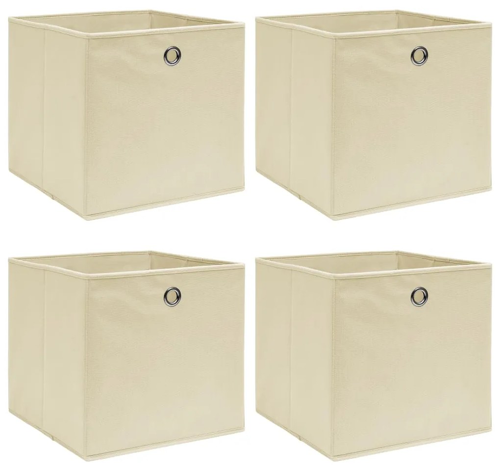 Úložné boxy 4 ks krémové 32 x 32 x 32 cm textil 288357