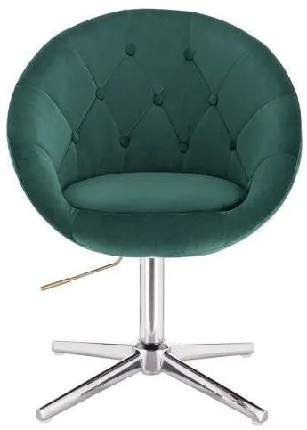 LuxuryForm DESIGN Otočné křeslo VERA VELUR na stříbrném kříži - zelené