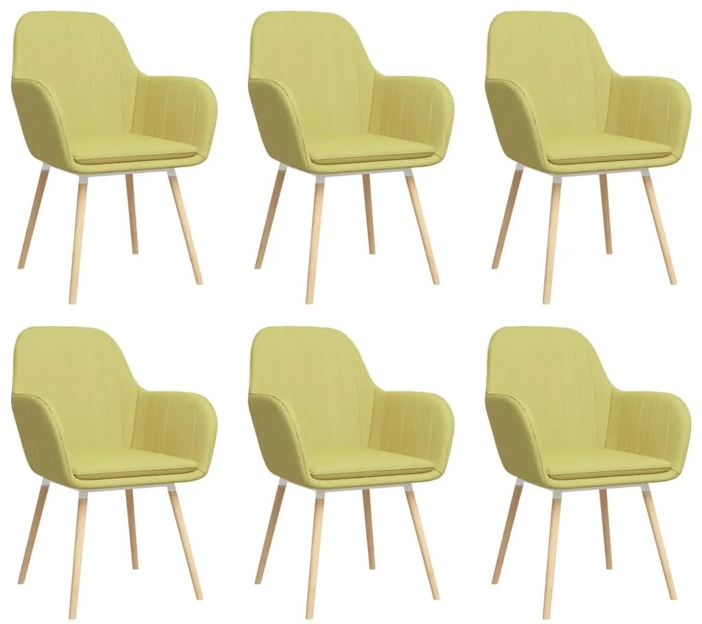 3055763 vidaXL Jídelní židle s područkami 6 ks zelené textil