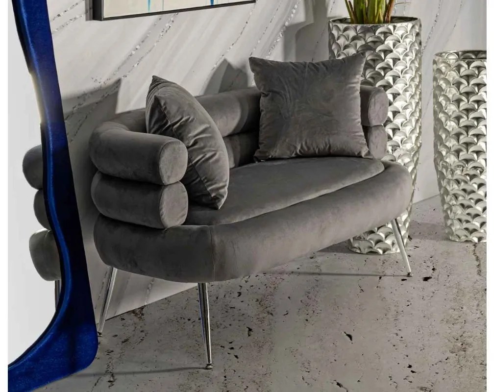 Designová pohovka Harmony 133 cm šedá / stříbrná