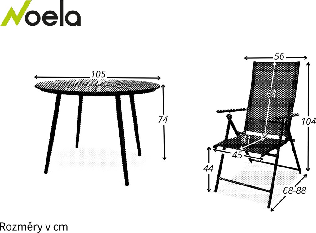 Noela Zahradní jídelní set Wilder + 4x kovová židle Pia