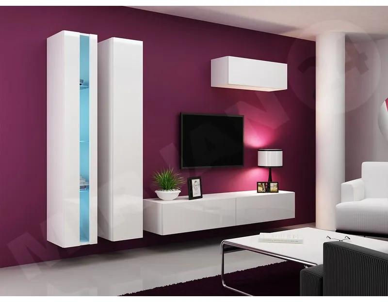 Obývací stěna Zigo New I, Osvětlení: osvětlení LED RGB - barevné, Barva: bílá / bílá lesk