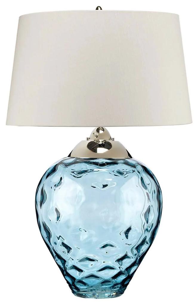 Stolní lampa Samara, Ø 51 cm, modrá, látka, sklo, 2 světla