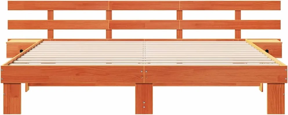 Rám postele s čelo Hnědá 200 x 200 cm Masivní borové dřevo 3385678
